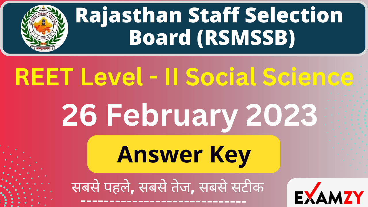 REET Official Answer Key 26 Feb 2023 Social Science | REET Official ...