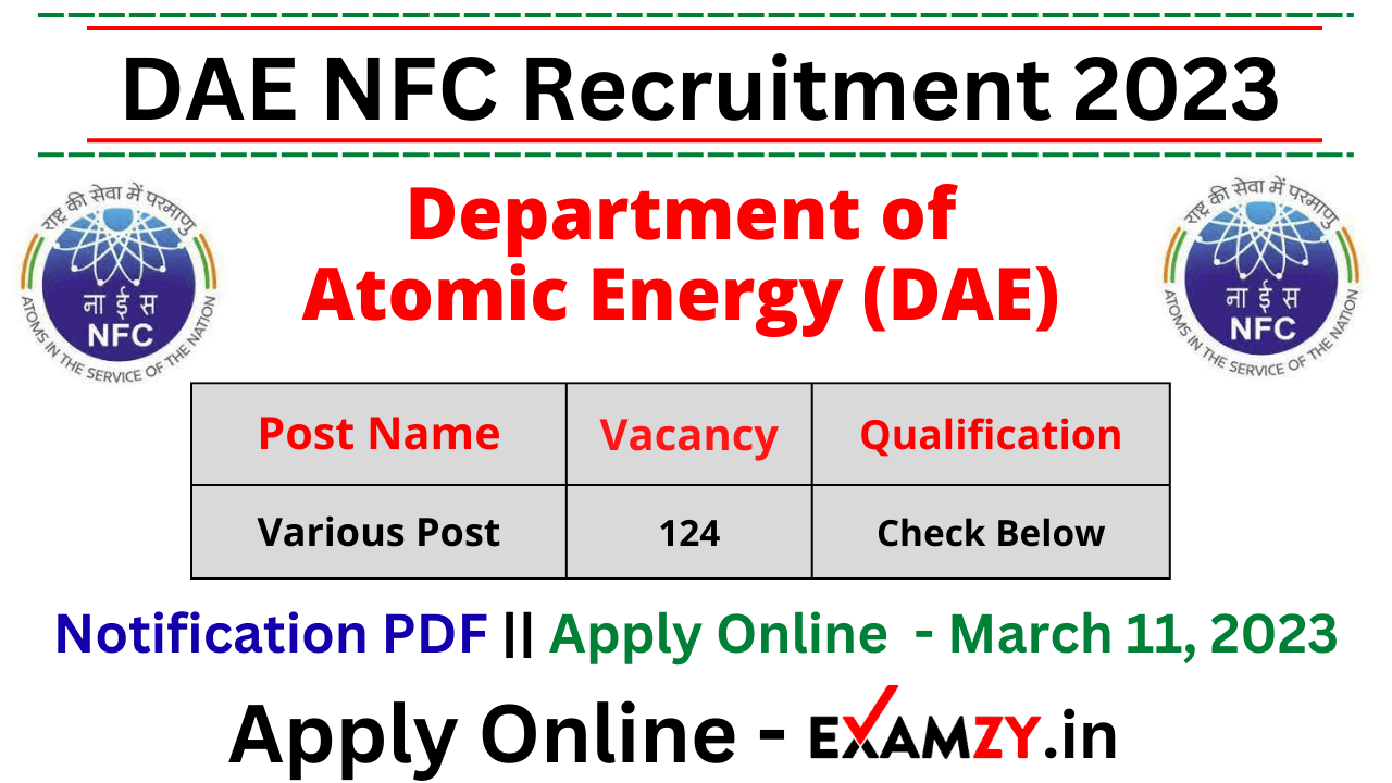 DAE NFC Recruitment 2023 Notification Released for Various Posts, Apply ...