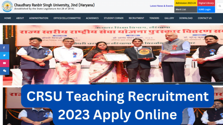 CRSU Teaching Recruitment 2023 Apply Online | EXAMZY