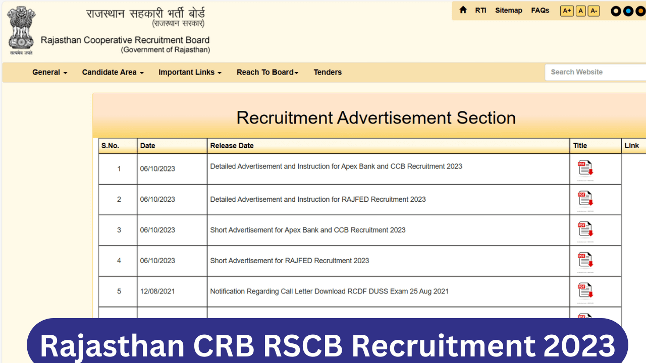 Rajasthan CRB RSCB Recruitment 2023 [635 Post] Notification OUT ...