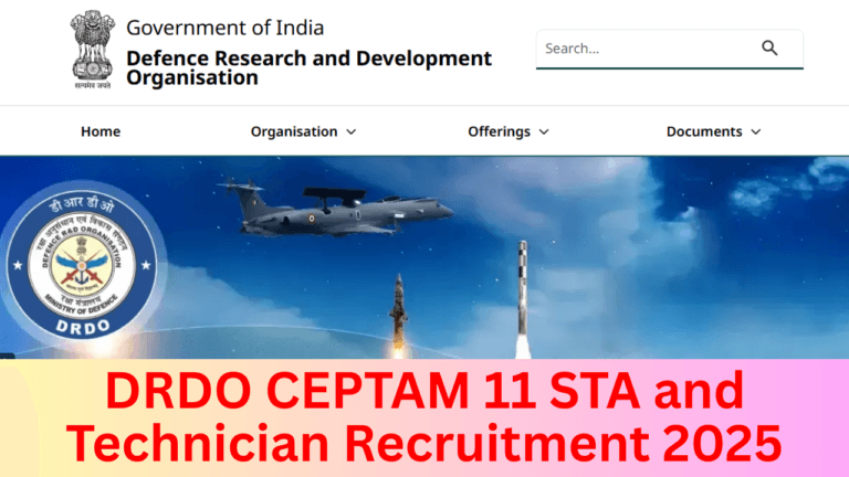 DRDO CEPTAM 11 STA and Technician Recruitment 2025 Notification OUT For ...